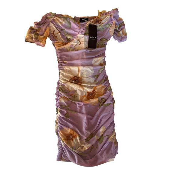 privy | Dresses | Privy Xs Body Con Floral Dress Nwt Purple Floral ...